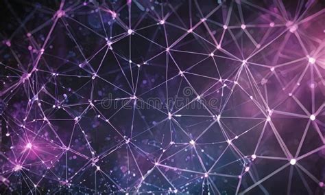 Digital Network Interconnected Lines And Dots In Shades Purple And Pink