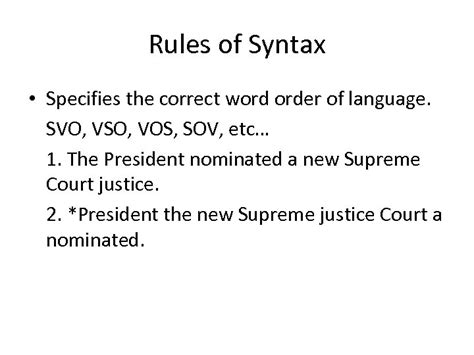 Syntax The Sentence Patterns Of Language Intro To