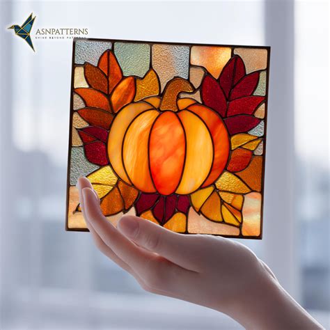 Pumpkin Stained Glass Pattern Autumn Pumpkin Suncatcher Template Diy