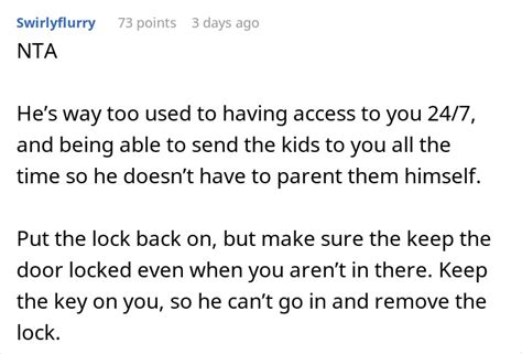 Woman Puts A Lock On Her Home Office Because Of Her Husbands Constant Interrupting Later