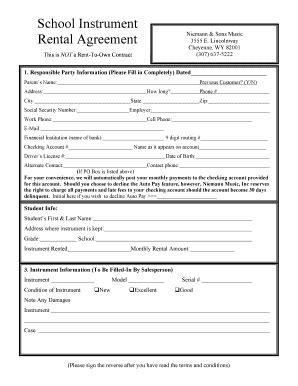Instrument Rental Agreement Template Fill Online Printable Fillable
