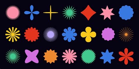 잔인한 기하학적 모양의 큰 벡터 세트입니다 트렌디한 추상 미니멀리스트 기거 별 흐름 원 현대 추상 그래픽 디자인 요소 벡터 0명에 대한 스톡 벡터 아트 및 기타 이미지