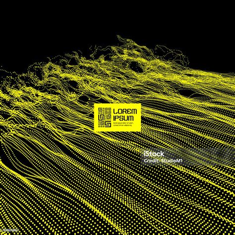 웨이브 배경입니다 그리드 리플 도트 그림입니다 네트워크 디자인입니다 3차원 형태에 대한 스톡 벡터 아트 및 기타 이미지 3차원 형태 가리기 검은색 Istock
