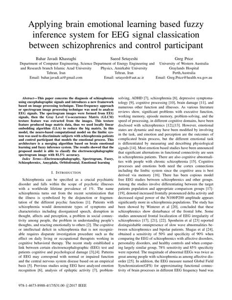 Pdf Applying Brain Emotional Learning Based Fuzzy Inference System For Eeg Signal Classication