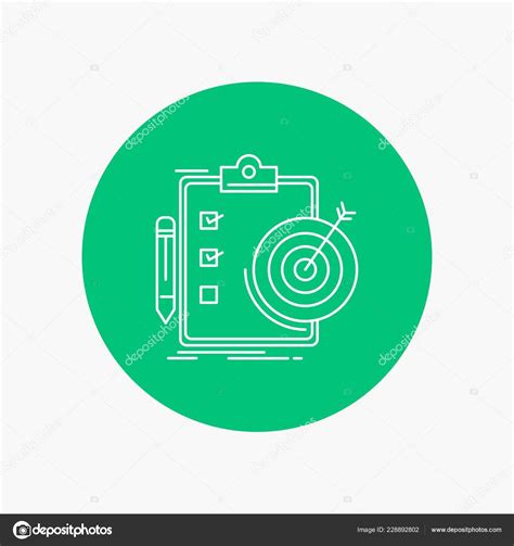 Goals Report Analytics Target Achievement White Line Icon Circle Background Stock Vector By