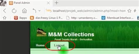 Cara Membuat Tombol Logout Di Halaman Admin Web Penjualan Dengan PHP Dreamweaver CS Projek
