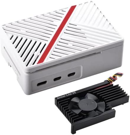 GeeekPi ABS Case For Raspberry Pi 5 White With Armor Lite V5 Heatsink Cooler Fan For Raspberry