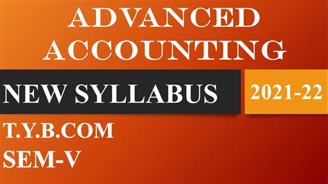 Advanced Accounting Syllabus Sppu Tybcom Sem V 2021 22