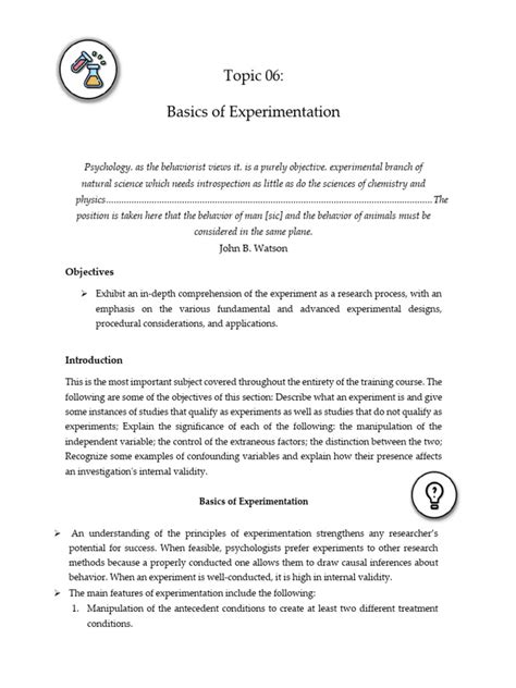 Psych202 Topic 6 Basics Of Experimentation Pdf Validity