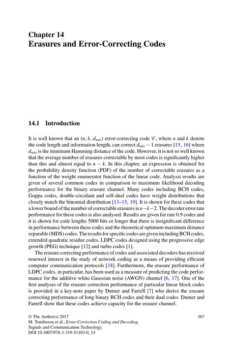 Pdf Erasures And Error Correcting Codes