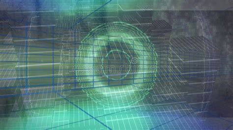 Creating Animation Futuristic Digital Grid And Circular Patterns In Technology Concept Stock