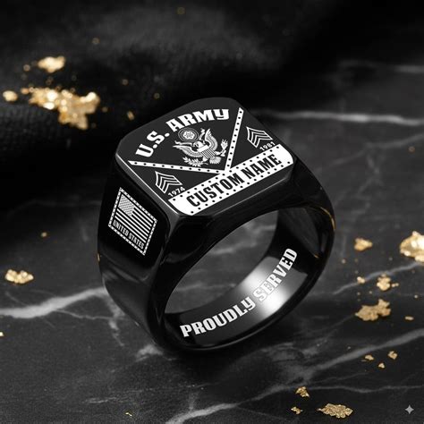 Us Army Defender Of Freedom Engraved Mens Ring Proud Us Veteran