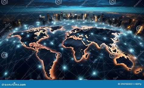 Cloud Computing World Map Network Data Storage Technology Service Concept Stock Illustration