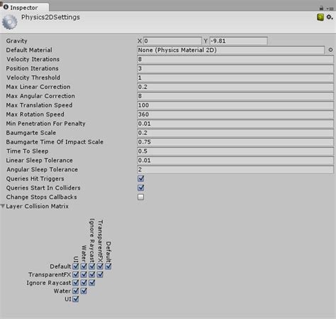 unity manual physics 2d manager