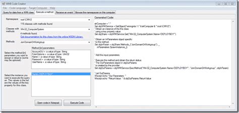 Free Wmi Code Creator Generate Vbscript C And Vbnet Code That