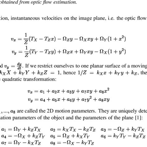 The Matching Models Used For Estimating Motion Parameters In 5 I T