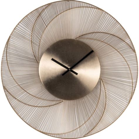 Horloge Murale Dorée Design Rond à Effet Soleil Décoratif 86 X 8 X 86 Cm Doré Effet Soleil