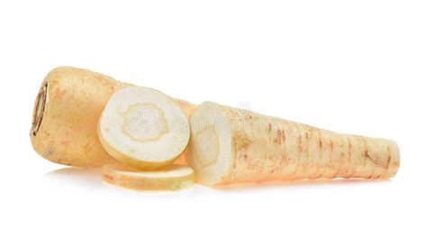 Parsnip Root With Slices Vegetable Isolated On White Background Stock Image Image Of Root