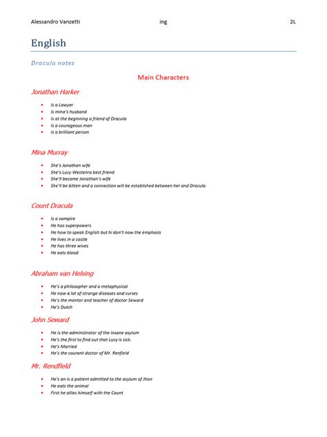 Summary Dracula Pdf Mina Harker Abraham Van Helsing