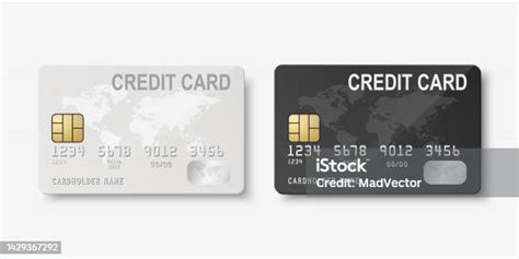 벡터 3d 현실적인 흑백 빈 신용 카드의지도 절연 모형 브랜딩을위한 플라스틱 신용 카드 또는 직불 카드의 디자인 템플릿 신용 카드 지불 개념 앞면 3차원 형태에 대한 스톡