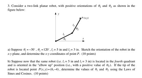 solved 3 consider a two link planar robot with positive