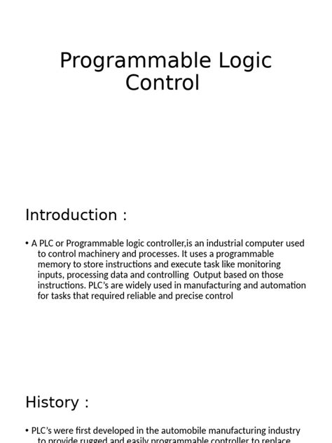 Programmable Logic Control Pdf Programmable Logic Controller