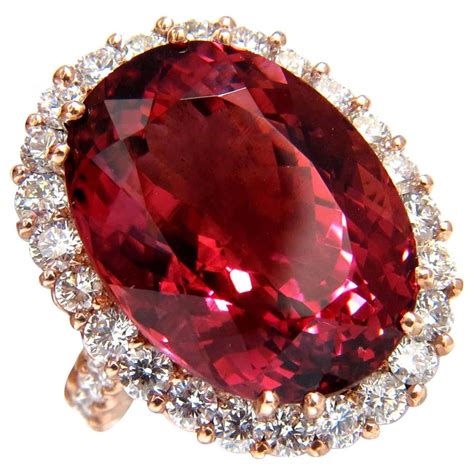 Gia Certified 2413ct Natural Red Tourmaline 300ct Diamonds Ring 18kt Rubellite For Sale At