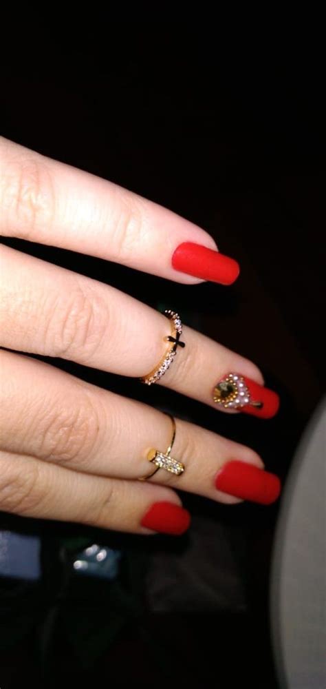 Red Nails Unhas Decoradas Class Ring Nails Jewelry