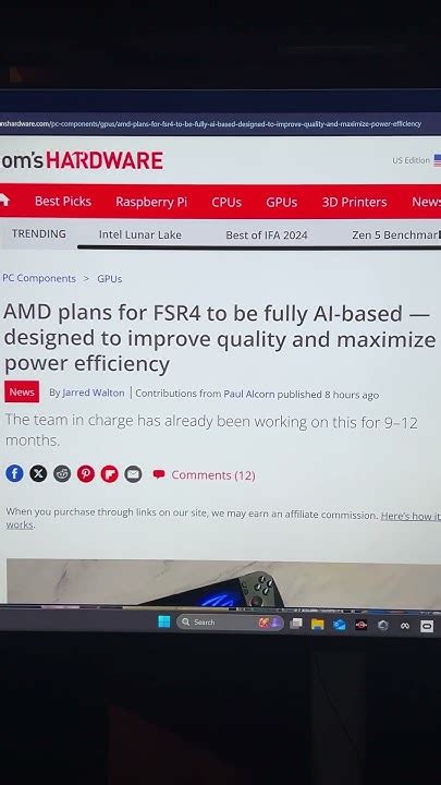 Amd Fsr4 Will Be Ai Based Toms Hardware Announced Youtube