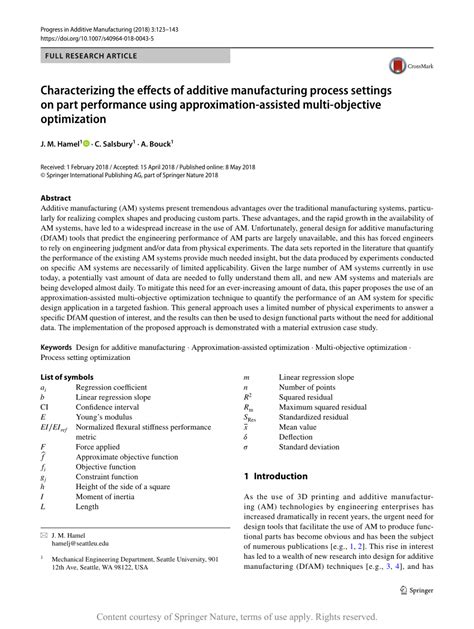 characterizing the effects of additive manufacturing process settings