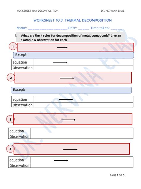Quiz Question 10 3 Worksheet Questions Pdf Thermal Decomposition