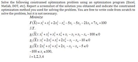 Solved Solve The Following Constrained Optimization Problem