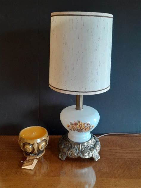 Vintage Brass Base Three Way Table Lamp And Keepsake Candle