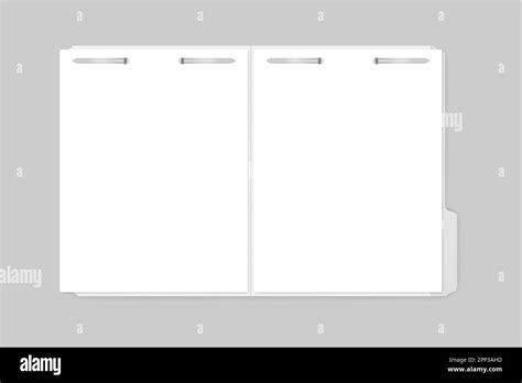 Open File Folder With Cut Tab And Metal Fastener Keeping Paper Sheets Inside Vector Template