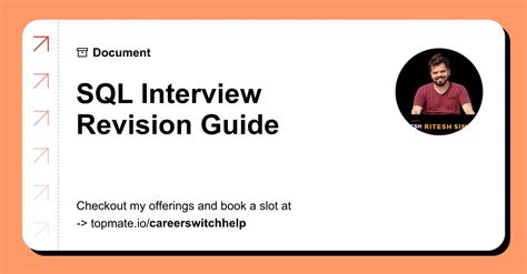 Sql Interview Revision Guide With Ritesh Sinha