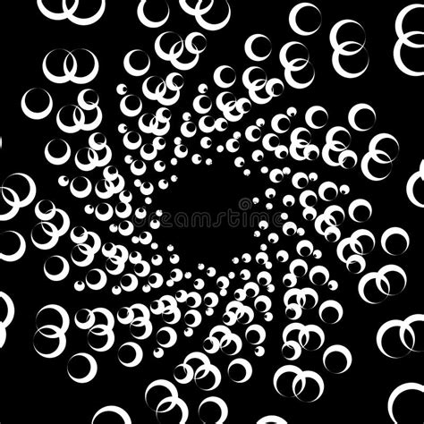 Abstract Spirally Monochrome Element With Overlapping Circles Stock