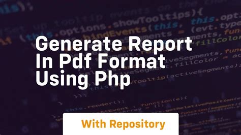Generate Report In Pdf Format Using Php Youtube
