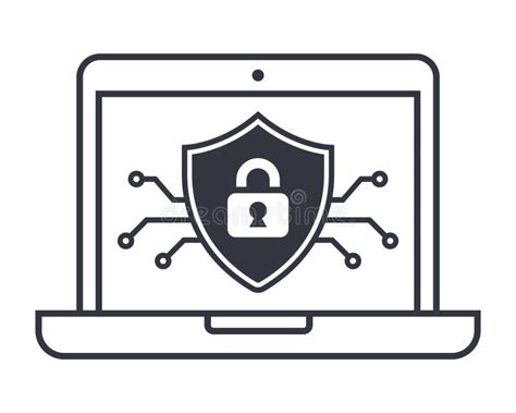 Black Cybersecurity Icon On Laptop Stock Vector Illustration Of