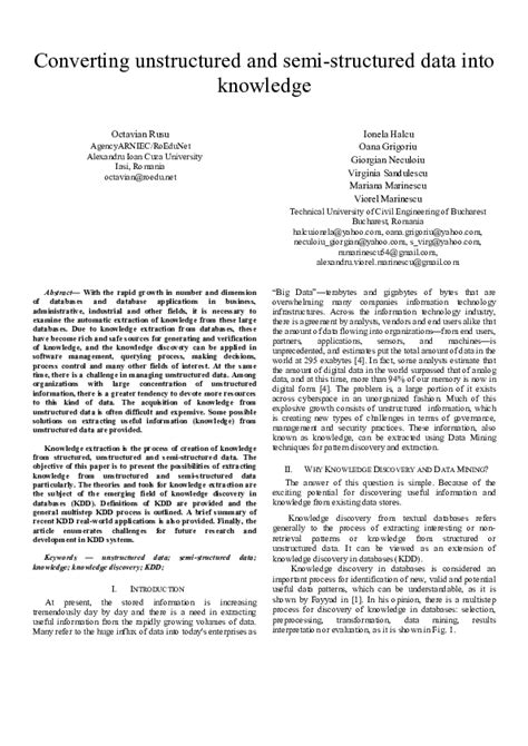 Pdf Converting Unstructured And Semi Structured Data Into Knowledge