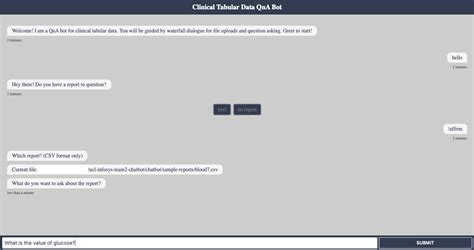 Clinical Tabular Data QnA Bot User Manual