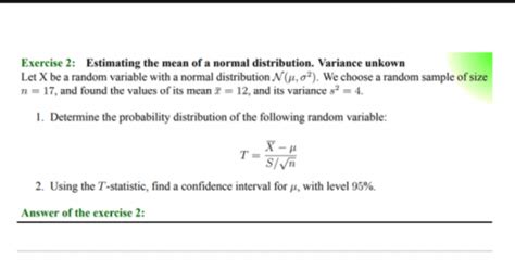 solved exercise 2 estimating the mean of a normal distribution