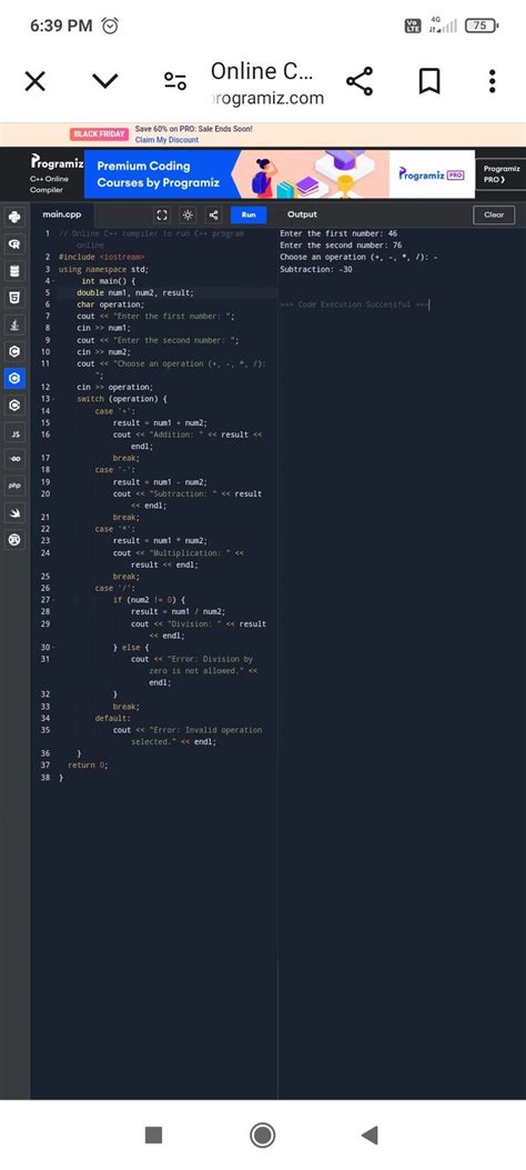 Sasirekha R On Linkedin C Basiccalculator Programmingskills Handsonlearning Problemsolving