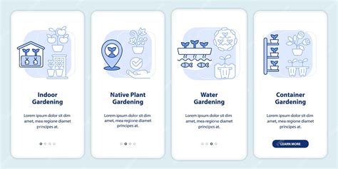 Premium Vector Gardening Types Light Blue Onboarding Mobile App Screen