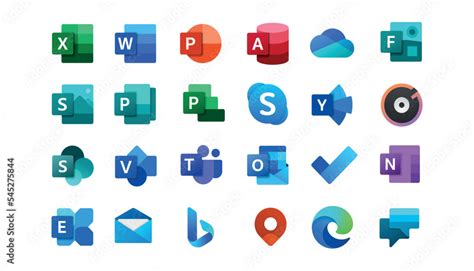 Set Icons Microsoft Office Excel Word Onenote Yammer Sway Powerpoint Access Outlook