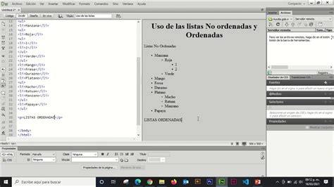 Uso De Las Listas Y Sublistas Dentro De Dreamweaver Youtube