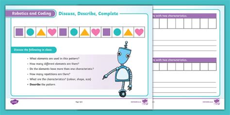 Grade 2 Pattern Recognition Discuss and Describe 4 Elements