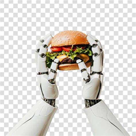 Png Burger Robot Food Hand Premium Ai Generated Psd