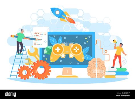 game developer team working on digital design stock vector image and art