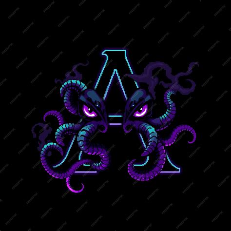 Eldritch Pixel Art Letter A Tentacles Gripping The Letter Pixelated