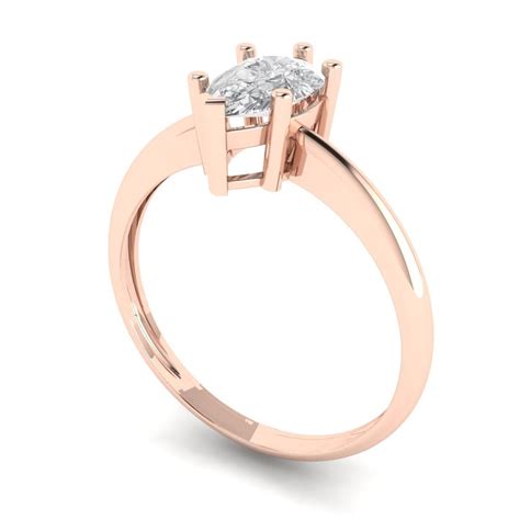 10ct Pear Cut Clear Moissanite 18k Rose Gold Bridal Wedding Engagement